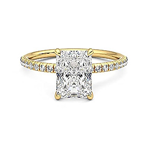 CUSTOMIZE JEWELS 1.50 Carat- 8x6 MM Radiant Cut Solitaire Moissanite Engagement Ring In 14k Gold with Accent Stone For Women,D-VVS1 (14k White Gold, 5.5)