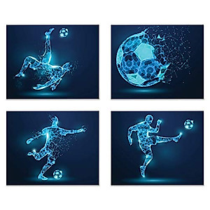 Soccer Wall Art Prints - Set of 4 (8x10) Unframed Soccer Posters - Soccer Room Decor For Men Kids Teenagers - Soccer Poster Set For Bedroom Man Cave - Soccer Wall Decor - Soccer Boys Bedroom Decor - X-Ray