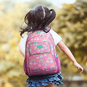 mommore Kids Backpack Set, Rainbow Backpack for Girls Lightweight Elementary Bookbag for Students School backpack for Children with Chest Strap Water Resistant,3pcs pink