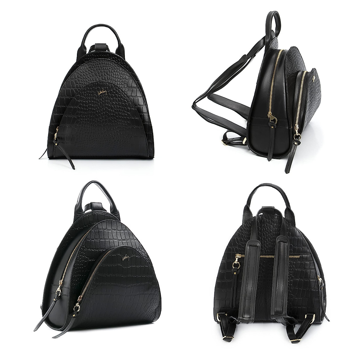 VELEZ Leather Mini Backpack For Women - Black Shoulder Bag Purse