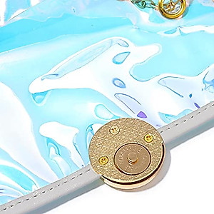 Zeelina Hologram Clear Crossbody Purse Bag Pink Shoulder Tote Handbag See Through Party Tarvel Beach Jelly Clutch Bag Messenger with Chains for Women and Girls (Gray)
