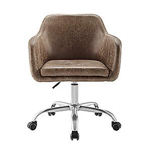 Linon Home Décor Brooklyn Silver Office Chair, Brown