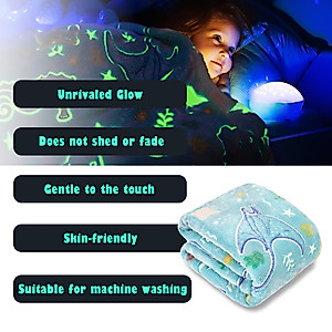 FORESTAR Glow in The Dark Blanket for Girls Boys, Halloween Christmas Birthday Gifts for Kids, Soft Warm Furry Throw Blanket, 50"×60"