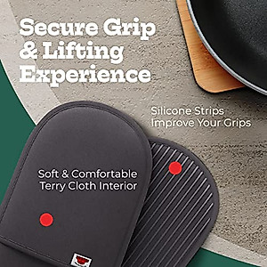 Big Red House Double Oven Mitt with The Heat Resistance of Silicone and Flexibility of Cotton, Recycled Cotton Infill, Terrycloth Lining, 480 F Heat Resistant, Gray
