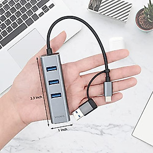 USB C to Ethernet Adapter YICORPS 3 Port USB 3.0 Expander Hub to RJ45 LAN with Gigabit Ethernet LAN Adapter for MacBook/Windows 10/8.1/Surface Pro/Chromebook/Linux and More Laptop