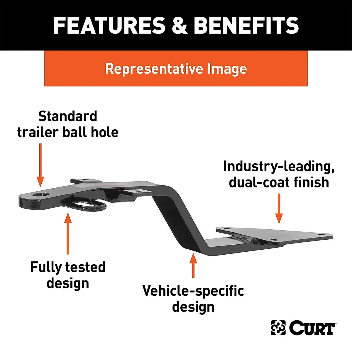 CURT 11583 Class 1 Fixed-Tongue Trailer Hitch with 3/4-Inch Trailer Ball Hole for Select Honda Prelude Si