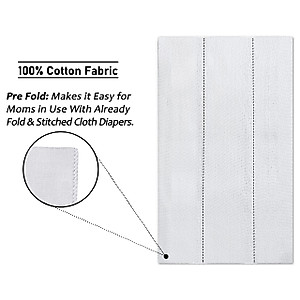 Ruvanti 10 Pack, Birdseye 3-Ply Prefold Cloth Diapers for Babies, 13x19 Inch, White