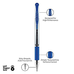 Signo 0.7 Gel Pen with Grip, 12 Pack of Blue Ink Pens by Uniball, Medium Point Gel Pens, Blue Pens, Office Pens, Bulk, Pens, Office Supplies, Bulk School Supplies, Pens Fine Point Smooth Writing Pens