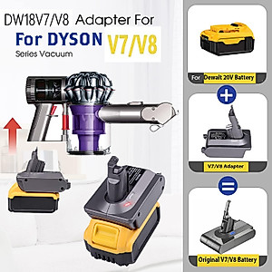 URUN V7/V8 Adapter for Dewalt 20V 60V Battery Convert to for Dyson V7/V8 Handheld Vacuum Cleaner Battery Compatible with V7/V8 Animal V7/V8 Absolute V7/V8 Motorhead Pro V7/V8 HEPA Li-ion SV11 Battery