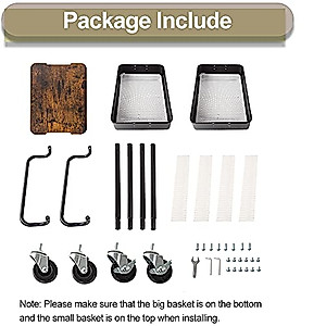 2 Tier Metal Utility Rolling Cart Storage Organizer with Cover Board, Mobile Trolley Sofa Side Table with Wheels for Office Home Kitchen Organization, Black