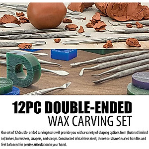 Naajop 12 Pcs Wax Carving Knife Tool kit Pottery Sculpture Modeling DIY Wax Carvers Set Metal Spatula Dental Cleaning Tools Clay Sculpting Tool Sets