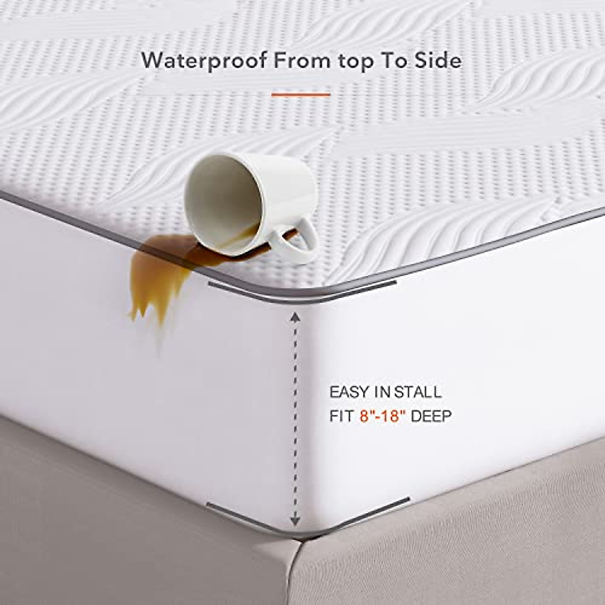 Sweetnight 3 Inch Mattress Topper Queen Size with Waterproof Mattress Protector, Memory Foam Topper Infused Gel & Bamboo Charcoal, Cooling & Ventilation, Plus 4 Bed Sheet Holder Straps, Medium Plush