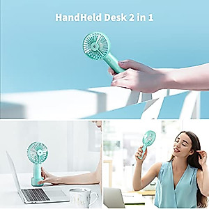 Otlonpe Misting Fan Portable, Desk Handheld Fan 3 Speeds Small Mister Rechargeable Fan with 2500mAh Battery, Water Spray Travel Personal Fan for Kids Women Men Home Office Outdoor (Green)