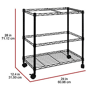 Oceanstar 2-Tier Metal Rolling File Cart, 24 in, Black