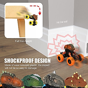 STEAM Life Dinosaur Cars Truck 4 Pack Dinosaur Pull Back Car for Toddlers Dinosaur Toys for Kids 3-5 Dinosaur Monster Truck Toys Dino Toy Set Christmas Birthday Gifts for 3 4 5 6 8 Year Old