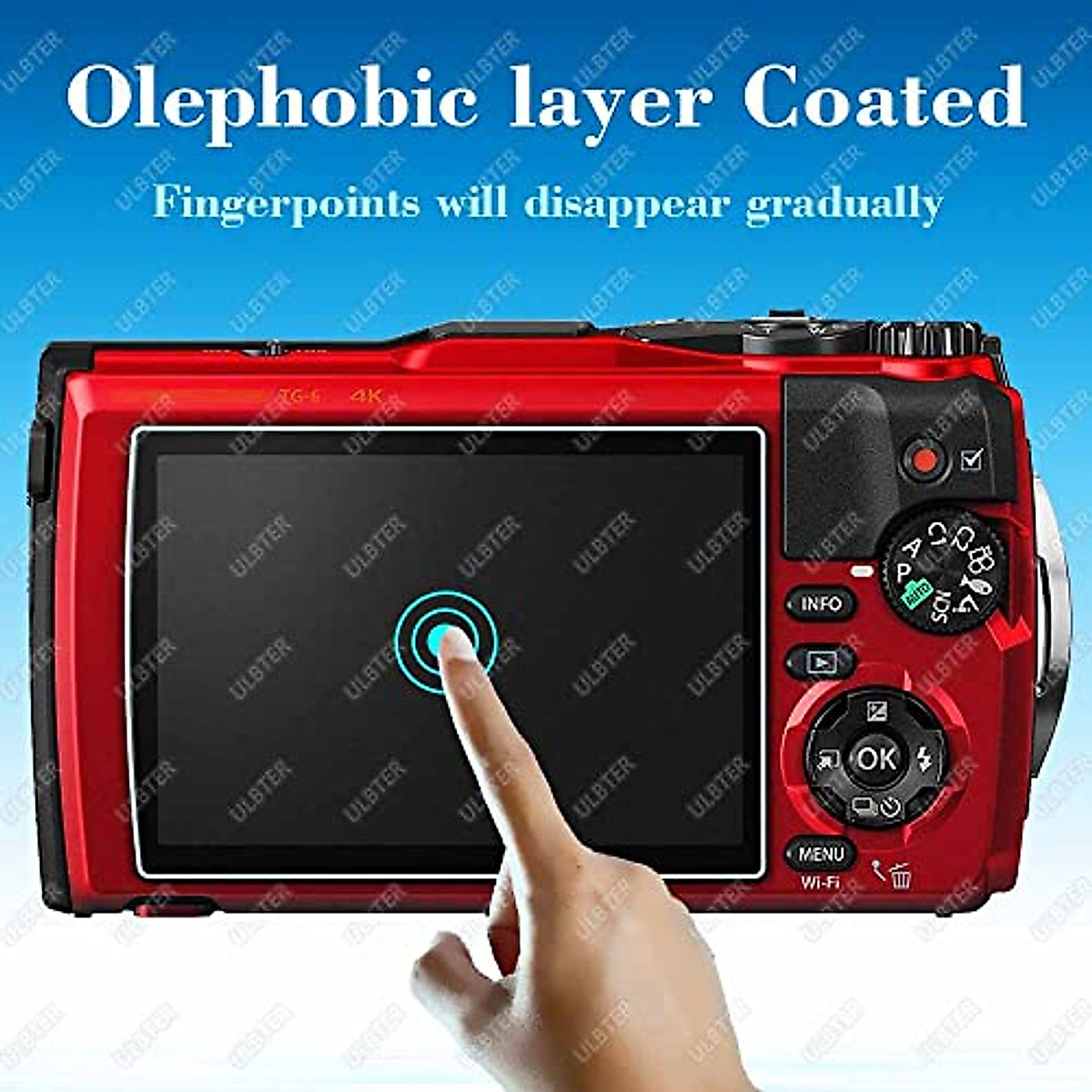 ULBTER Screen Protector for Olympus TG-6 TG-5 TG-4 Red Black, 0.3mm 9H Hardness TG6 TG5 TG4 Tempered Glass Screen Cover, Anti-Scrach Anti-Dust [3 Pack]