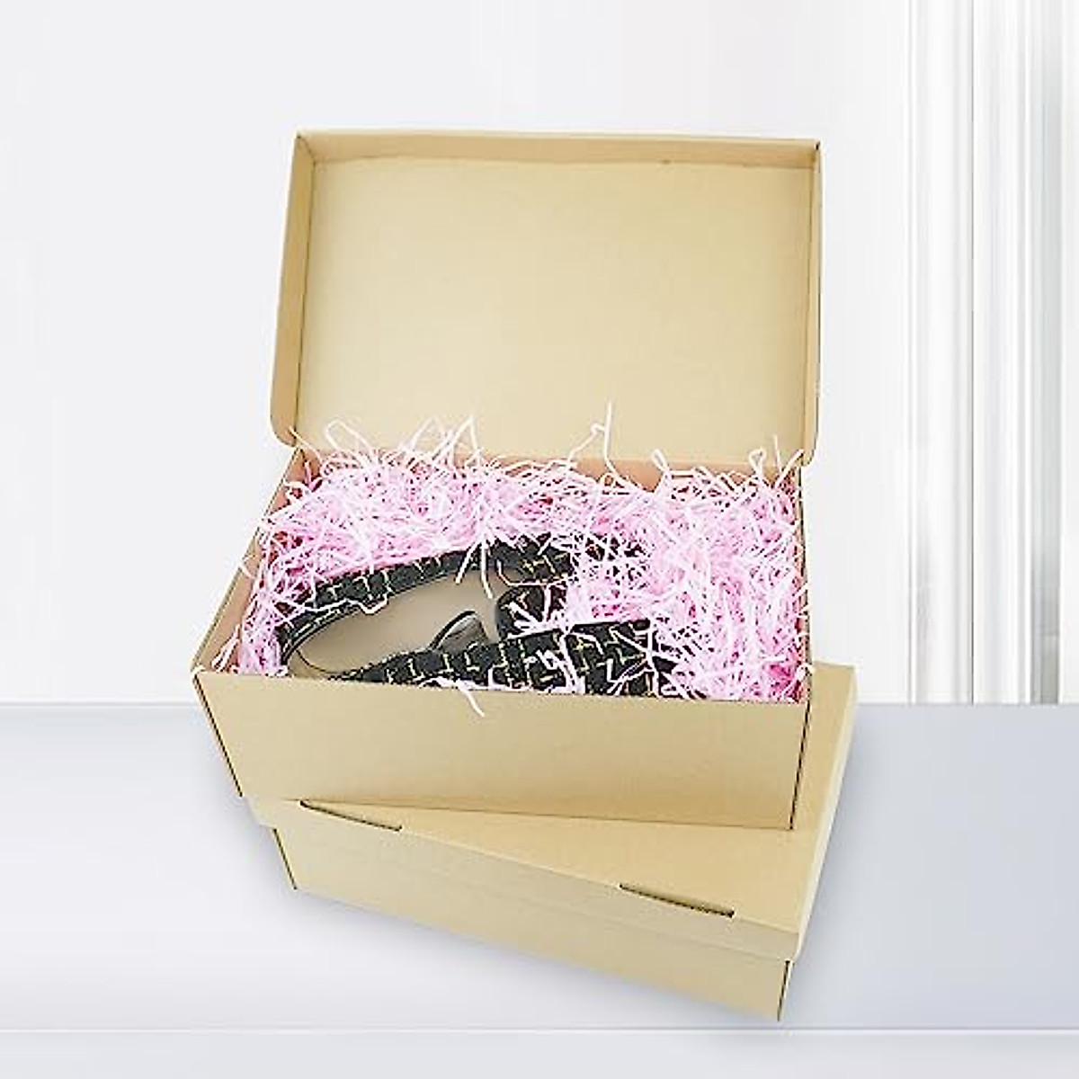 STRBOXONG Cardboard Shoe Boxes with Lid, 11.81x7.08x3.94, Multi-Purpose Storage Box for Home Office Organization Containers, Foldable Cardboard Carton, Gift Parcel (Pack of 10)