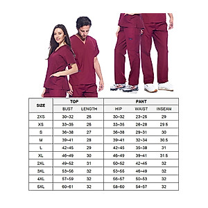 Dagacci Medical Uniform Womens and Mens Scrub Set Unisex Medical Scrub Shirt Top and Pant, Black, Large, Short Sleeve