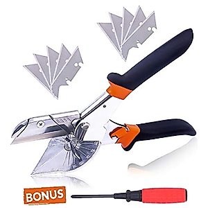 Tanzfrosch Multi Angle Miter Shear Cutter for Angular Cutting of Moulding and Trim from 45 to 135 Degree Hand Tools for Cutting Soft Wood Plastic PVC with 10 Replacement Blades (12 Pack)