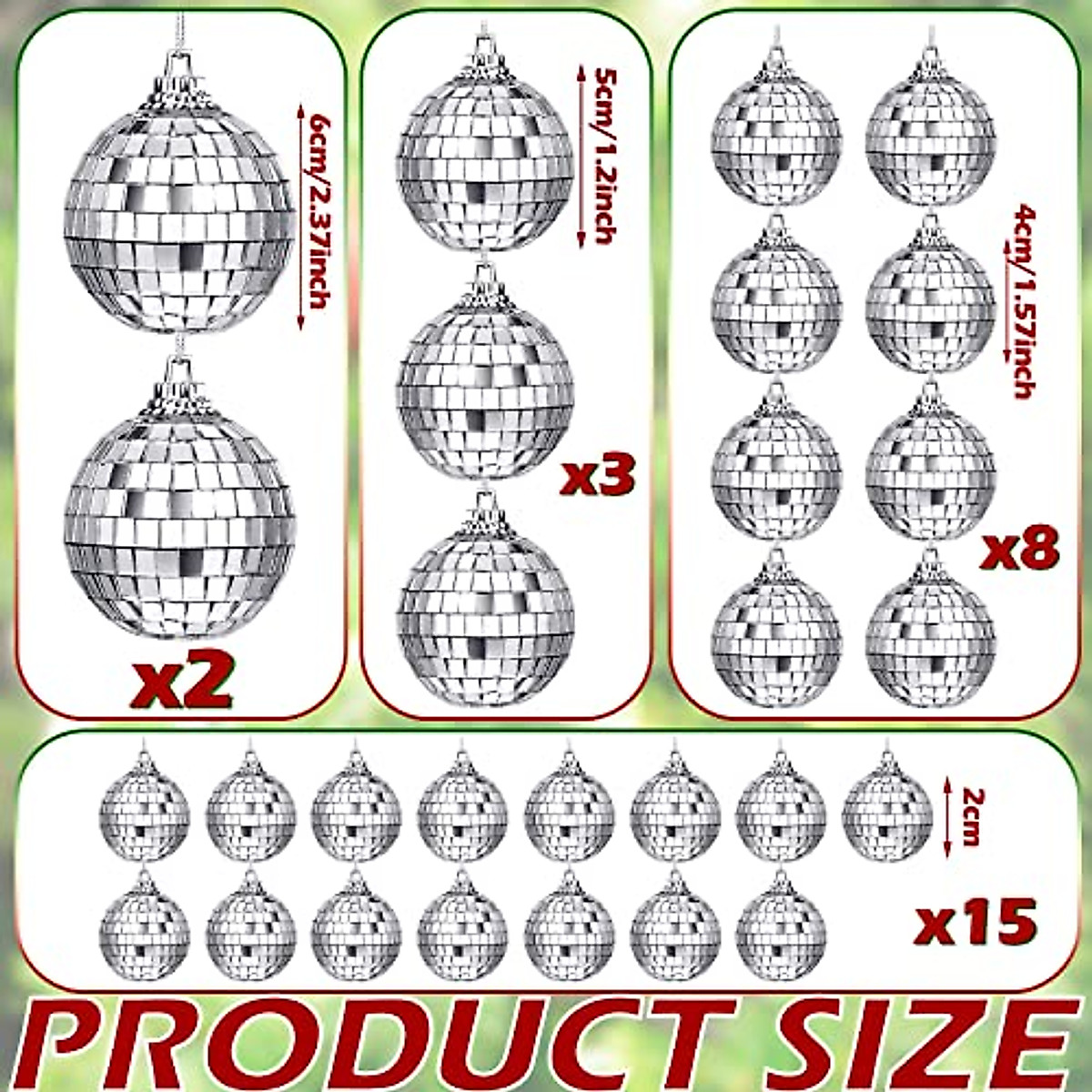 Sumind 28 Pieces Mirror Disco Ball 70s Reflective Mirror Ball Decorations 60s Balls with Fastening Strap for Home Stage Props Festivals Party Accessories