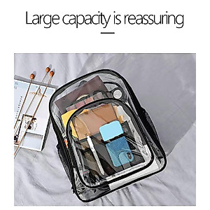 Fei Fan PVC fashion transparent backpack, heavy duty transparent backpack XL, men, women, daily life, work, travel. (Black)