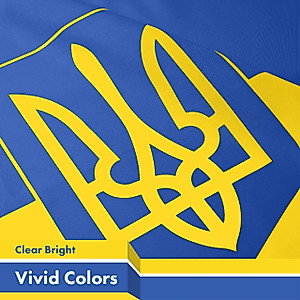 G128 Ukraine Ukrainian Coat of Arms Flag | 3x5 Ft | LiteWeave Pro Series Printed 150D Polyester | Country Flag, Indoor/Outdoor, Vibrant Colors, Thicker and More Durable Than 100D 75D Polyester
