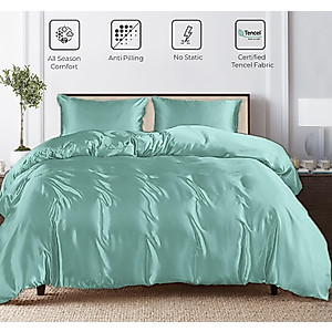 Linenwalas Tencel Lyocell Duvet Cover Set with Deep Pocket Fitted Sheet, Viscose Made from Eucalyptus Soft, Lightweight and Breathable Complete Bedding Set (Ivory, California King)