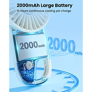 Koonie Cooling Handheld Fan, Battery Operated Fan with Hook, 10 Hours, Ice Cooling Mode, 3 Wind Speed, Portable Pocket Fan for Travel Indoor Outdoor