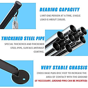 BMS Hanging Hammock Stands Hammock Chair Stands,C Stand Outdoor Solid Steel Heavy Duty Stand Only Construction for Hanging Hammock Air Porch Swing Chair Indoor（Without Hammock ）, Black