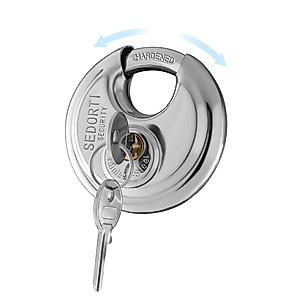 SEDORTI 5-Pack Discus Padlocks Keyed Alike, 2-3/4 inch Wide, Stainless Steel 304 Round Lock, Waterproof and Rustproof Storage Lock with Brass Keys, Ideal for Storage Unit Gate, Outdoor, Shed, Fence