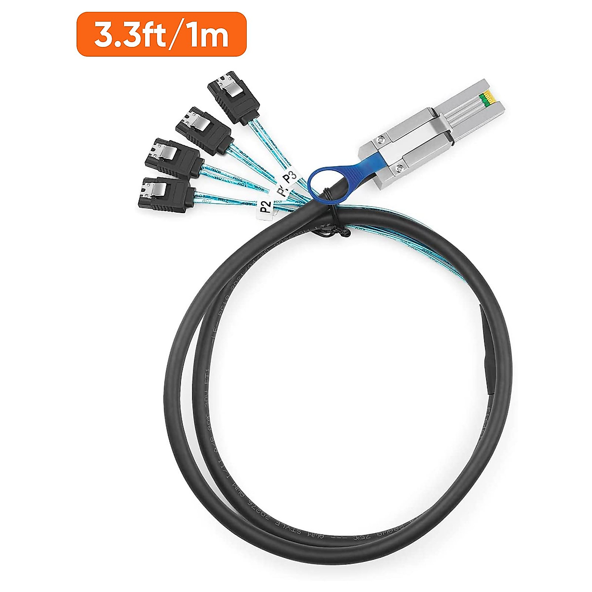 CableCreation Mini SAS 26Pin (SFF-8088) Male to 4 SATA 7Pin Female Cable, Mini SAS Host/Controller to 4 SATA Target/Backplane, 1M / 3.3FT