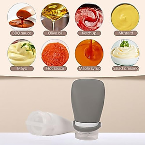 Ksooly 4-Pack 2Oz. Squeeze Salad Dressing Bottles with Fastening Belt | Small Dressing Container to Go | Portable Sauce Bottle Condiment Bottles | Food-grade Silicone, BPA Free