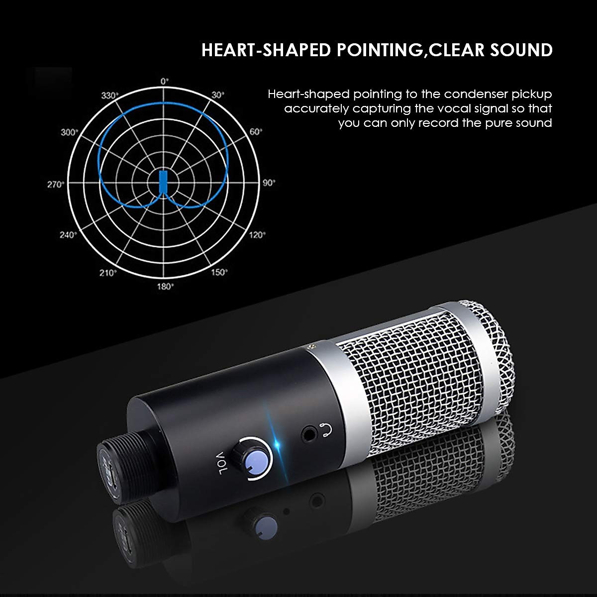 Tmtop Computer USB Microphone Laptop Condenser Recording External Microphone for Podcasting Video Chat Streaming Broadcast