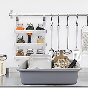 Anbers 4-Pack Commercial Tote Box, Plastic Bus Box, Bus Tubs, 22 L, Gray