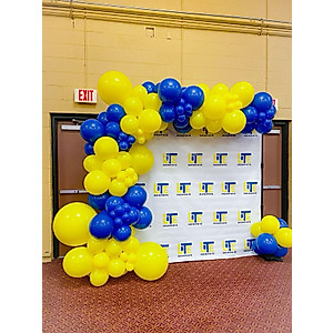 Blue and Yellow Balloon Arch Kit, Royal Blue White Yellow Balloon Garland Kit Latex Baloons with 4D Foil Star Balloons for Baby Shower Anniversary Birthday Wedding Graduation Office Party DIY
