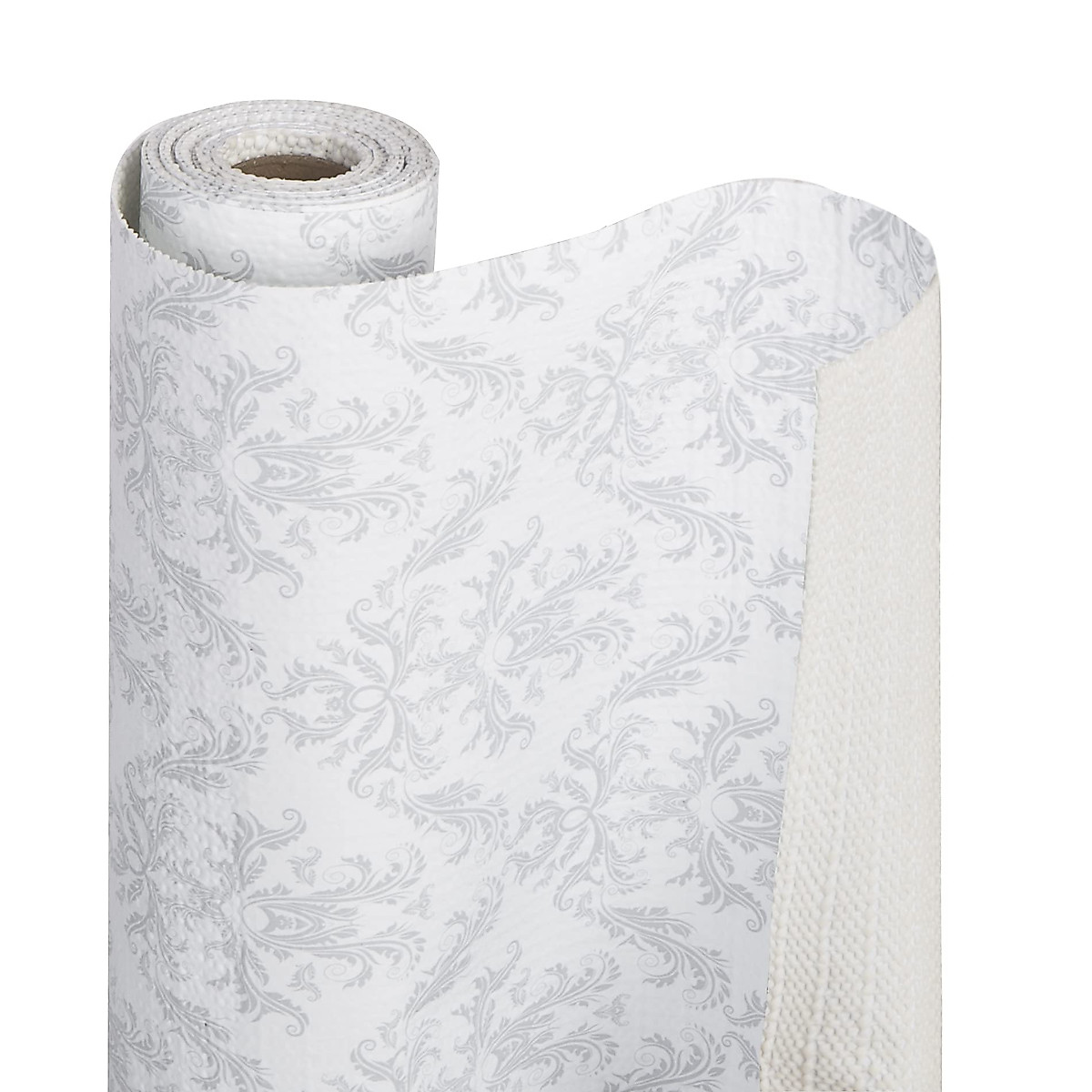 Smart Design Bonded Grip Shelf Liner - 12 Inch x 10 Feet - Non Adhesive, Strong Grip Bottom, Easy Clean Kitchen Drawer, Cabinet, Cupboard Dresser Protector Cover, Non Slip Rubber Mat - Fleur Gris