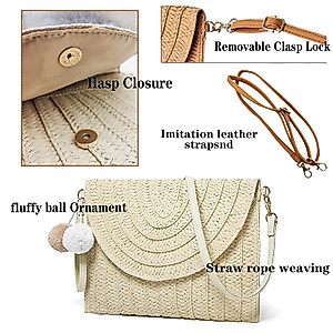 Raffia Woven Wicker Clutch Bag Straw Purse For Girls Summer Beach Crossbody Handbags