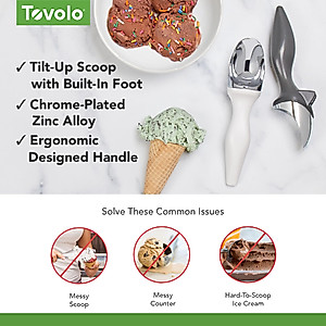 Tovolo Tilt-Up Ice Cream Scoop (White) - Non-Slip Grip Ice Cream Scooper with Footed Handle – Ice cream Scoop for Cookie Dough, Gelato, Sorbet & Frozen Treats - Dishwasher Safe & BPA-Free