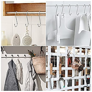 RELBRO 30 Pack Silver S Hooks and Hat Rack for Baseball Caps