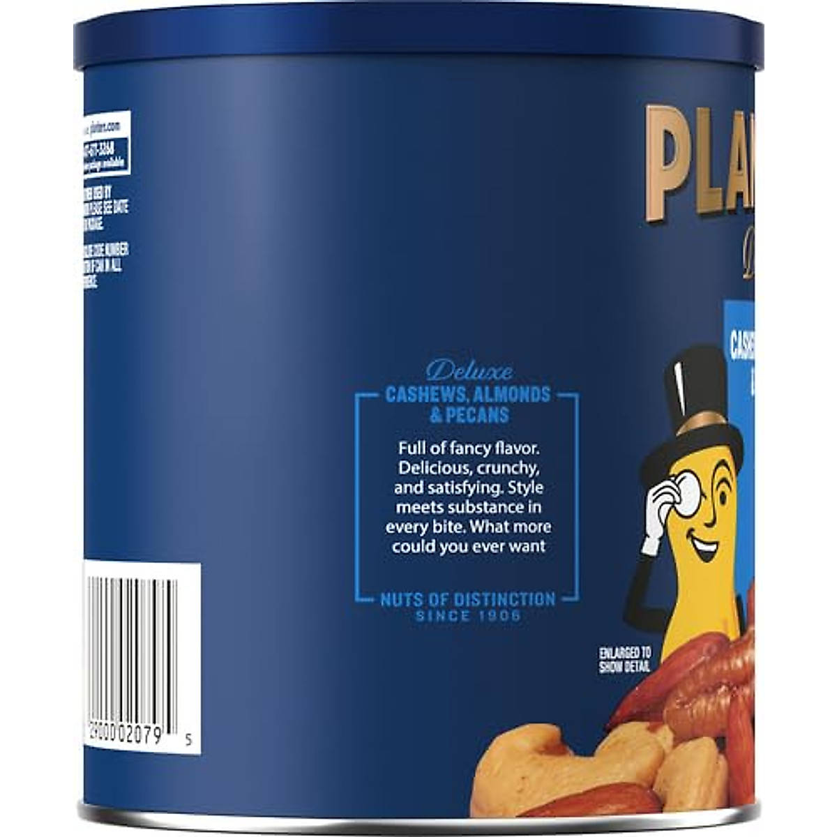 PLANTERS Deluxe Cashews, Almonds & Pecans, Party Snacks, Plant-Based Protein, 15.25 Oz Canister