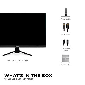 ViewSonic VX3267U-4K 4K UHD 32 Inch IPS Monitor with 65W USB C, HDR10 Content Support, Ultra-Thin Bezels, Eye Care, HDMI, and DP Input, Black