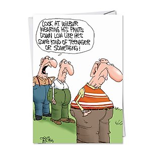 Nobleworks - Funny Birthday Old Men Greeting Card with 5 x 7 Inch Envelope (1 Card) B-day Pants Down Low 5100