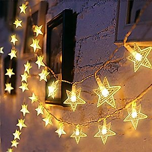 TOFU Star String Lights 43 FT 100 LED Star Fairy Lights for Room Decor, Extendable Waterproof Twinkle Lights with 8 Flashing Modes for Home, Party, Christmas, Wedding, Garden Decoration, Warm White