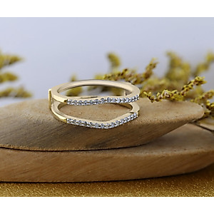 Dazzlingrock Collection 0.50 Carat (Cttw) Round White Diamond Double Enhancer Guard Wedding Band for Women in 10K Yellow Gold Size 6