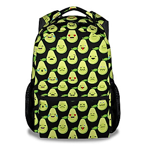 NICEFORNICE Avocado Backpacks Kids, 16 Inch Cute Backpack for School, Black Lightweight Bookbag for Girls
