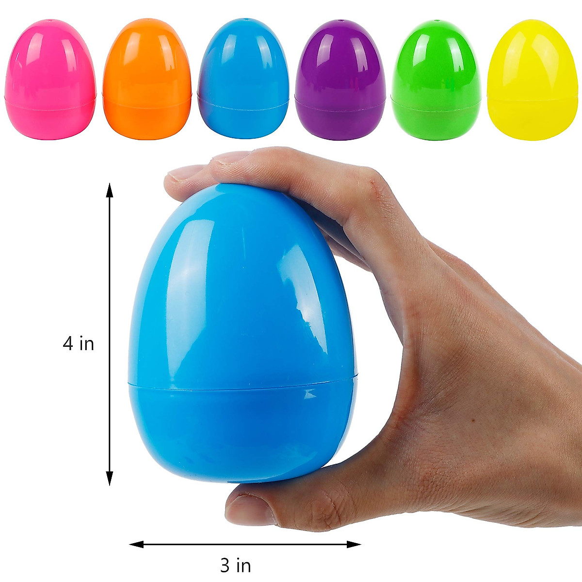 DR.DUDU Large Easter Eggs with Toys Inside, 4 X 3, 6 Pcs Easter Surprise Eggs with 6 Pcs Animal Pullback Toy Cars, Egg Toys for