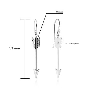 AeraVida Minimalist Hunter's Arrow .925 Sterling Silver Dangle Earrings