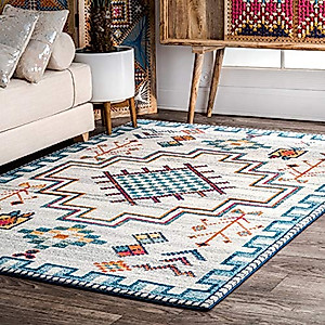 nuLOOM Richelle Tribal Medallion Area Rug, 5' x 7' 5", Blue