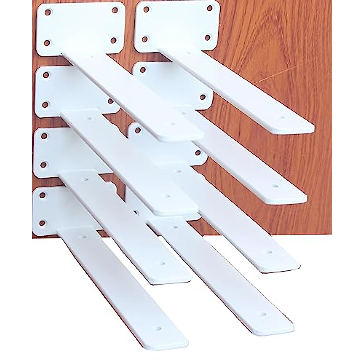 8 Pack - 10 inch White Hidden L Shelf Bracket (1/5 Inch Thicked) Iron Shelf Brackets, Metal Shelf Bracket, Industrial Shelf Bracket, Modern Shelf Bracket, Metal L Brackets for Shelves Support