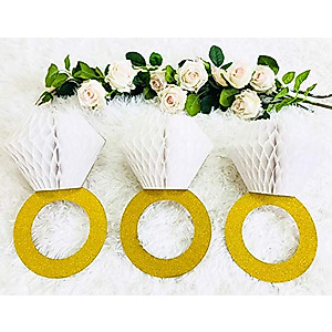 C L cooper life Bachelorette Party Decorations|Bridal Shower Supplies| Honeycomb Ring Hanging Decorations,Glitter Gold Diamond Ring,Perfect for Engagement Wedding Party and Bridal Shower